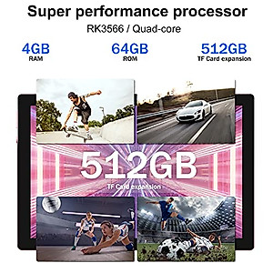 2023 Newest Tablet with Keyboard, 10 inch 2 in 1 Tablets, Android 11 1.8Ghz Quad-Core Processor, 64GB ROM+4GB RAM+512GB Expend Tableta, Case/Mouse/Stylus/8MP Camera/6000mAh Battery/1280x800 HD Display