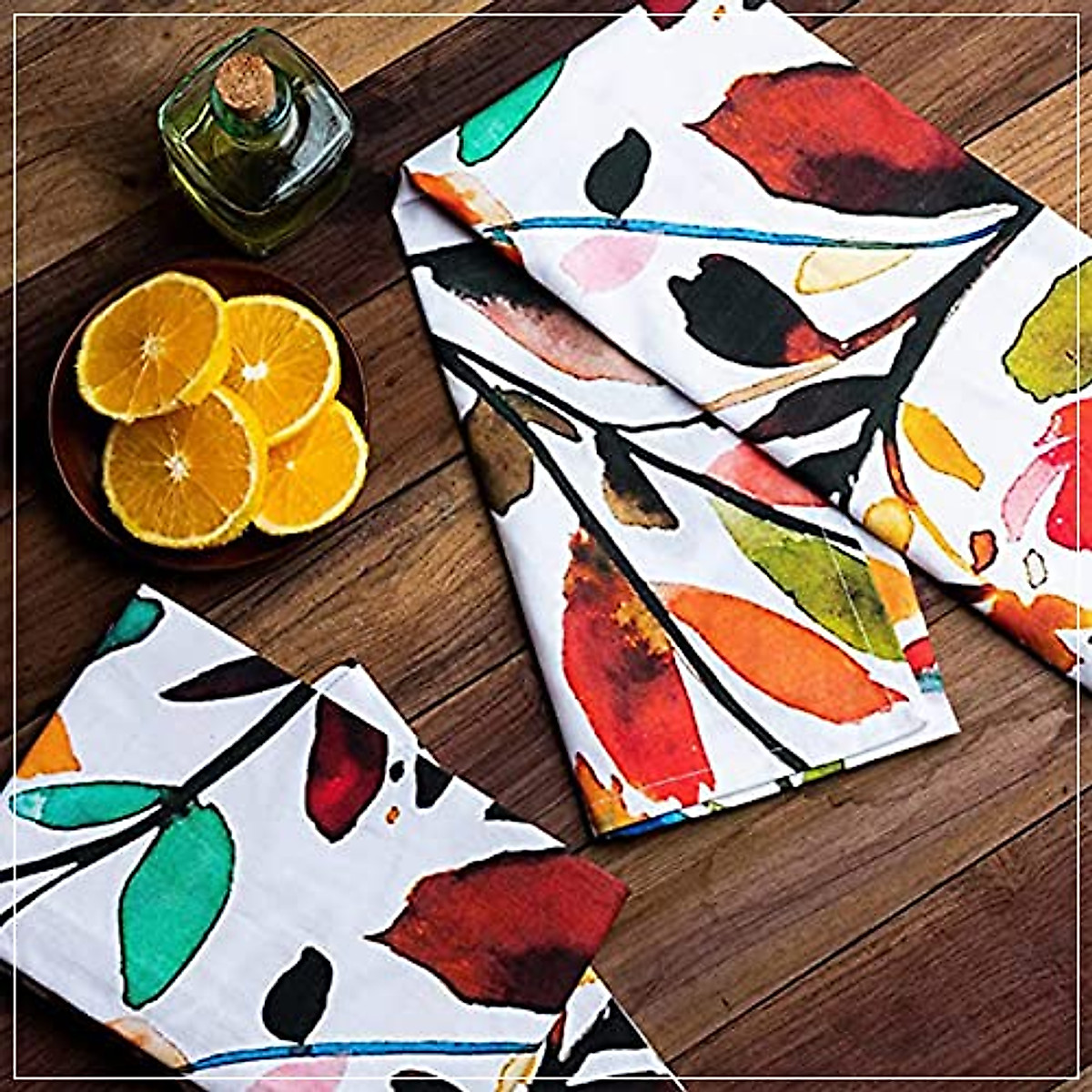 Cotton Carnival Kitchen Towels, Printed Kitchen Dish Cloth, 100% Ring Spun Cotton Tea Towels, Super Absorbent Dish Towels of Size 17.7X27.5in Autumn Leaves Printed Ultra Soft Kitchen Towels Set of 3