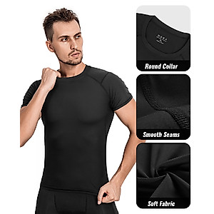 Niksa Men's Compression Shirts 3/5 Pack, Short Sleeve Athletic Compression Tops Cool Dry Workout T Shirt