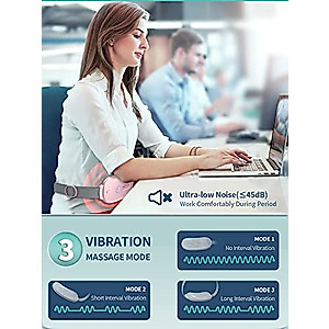 Slimpal Heating Pad for Cramps, Portable USB Cordless Heating Pad with Massager for Back Pain Relief, FSA HSA Eligible Heat Belt Gifts for Women Pink