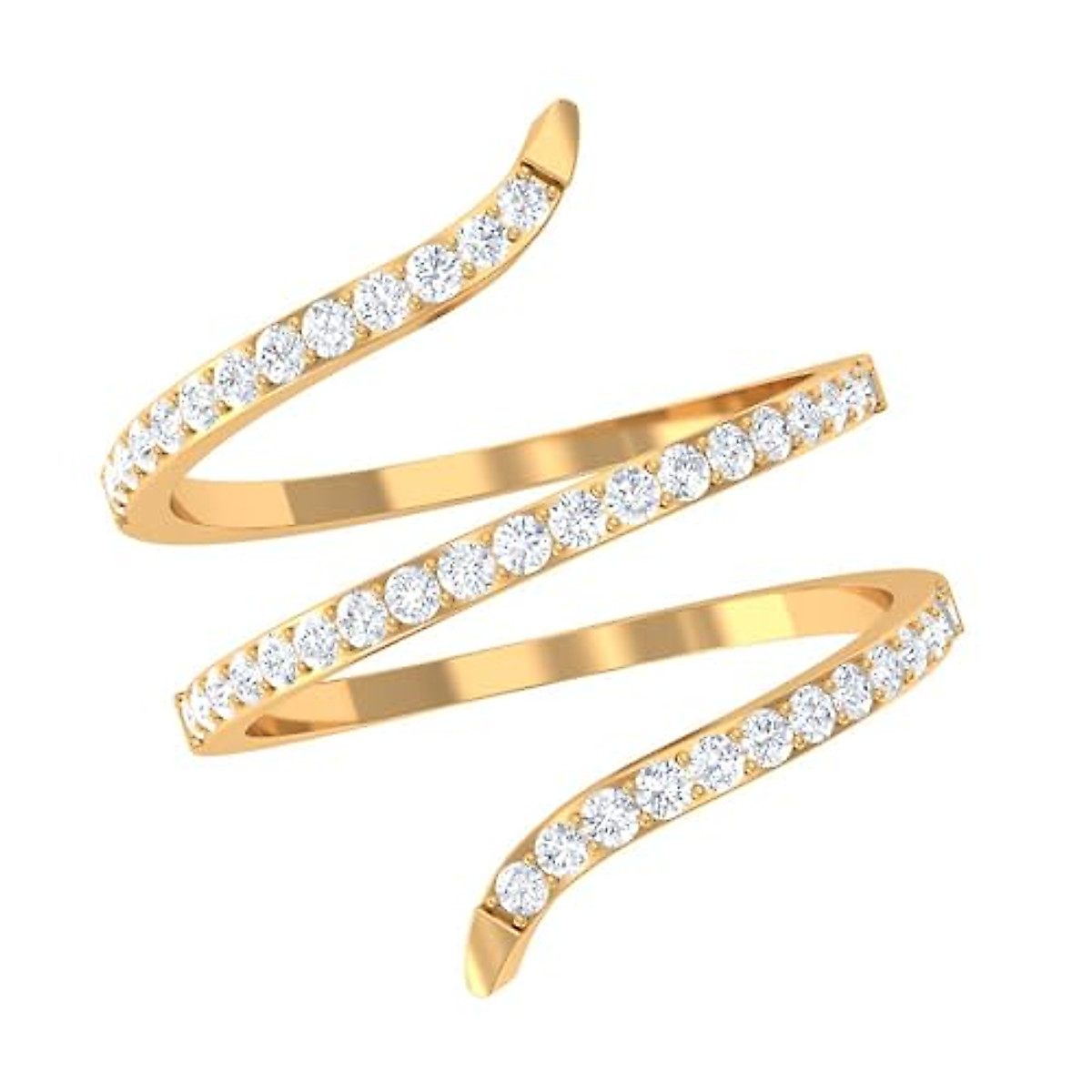 Rosec Jewels Certified Diamond Wrap Ring for Women, Hi Color Si Clarity, Natural Diamond Cocktail Ring - Ready To Gift, 14K Yellow Gold, Size:US 8.50