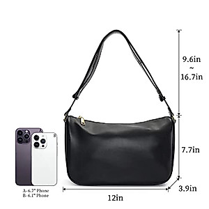 Vegan Leather Shoulder Tote Bags For Women Cute Hobo Purses(Black)