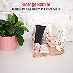 Heart Shape Storage Basket, Multifunctional Anti-Rust Iron Heart Shape Storage Basket Household Office Small Storage Box Anti-Rust Storage Basket(玫瑰金)