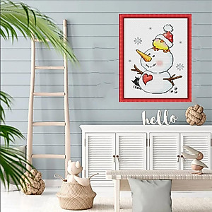 Christmas Snowman Stamped Cross Stitch Kits for Adults, Christmas Counted Pattern Needlepoint Kits Crafts Dimensions Cross-Stitch Stamped Kits Embroidery Kits Arts Craft Kits for Wall Art Gift