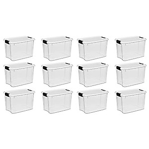 STERILITE Ultra Latch Storage Box (12 Count, Clear,30 Quart)