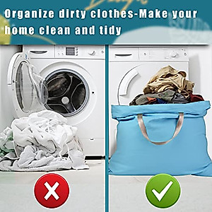 LOLOMLO Extra Large Canvas Laundry Bags with Handles & Drawstring Closure, Heavy Duty Tears Resistant Clothes Storage Travel Bags, Machine Washable Multi Use Laundry Bag liner for Laundry Hamper - 25.5" x 34" - Sky Blue