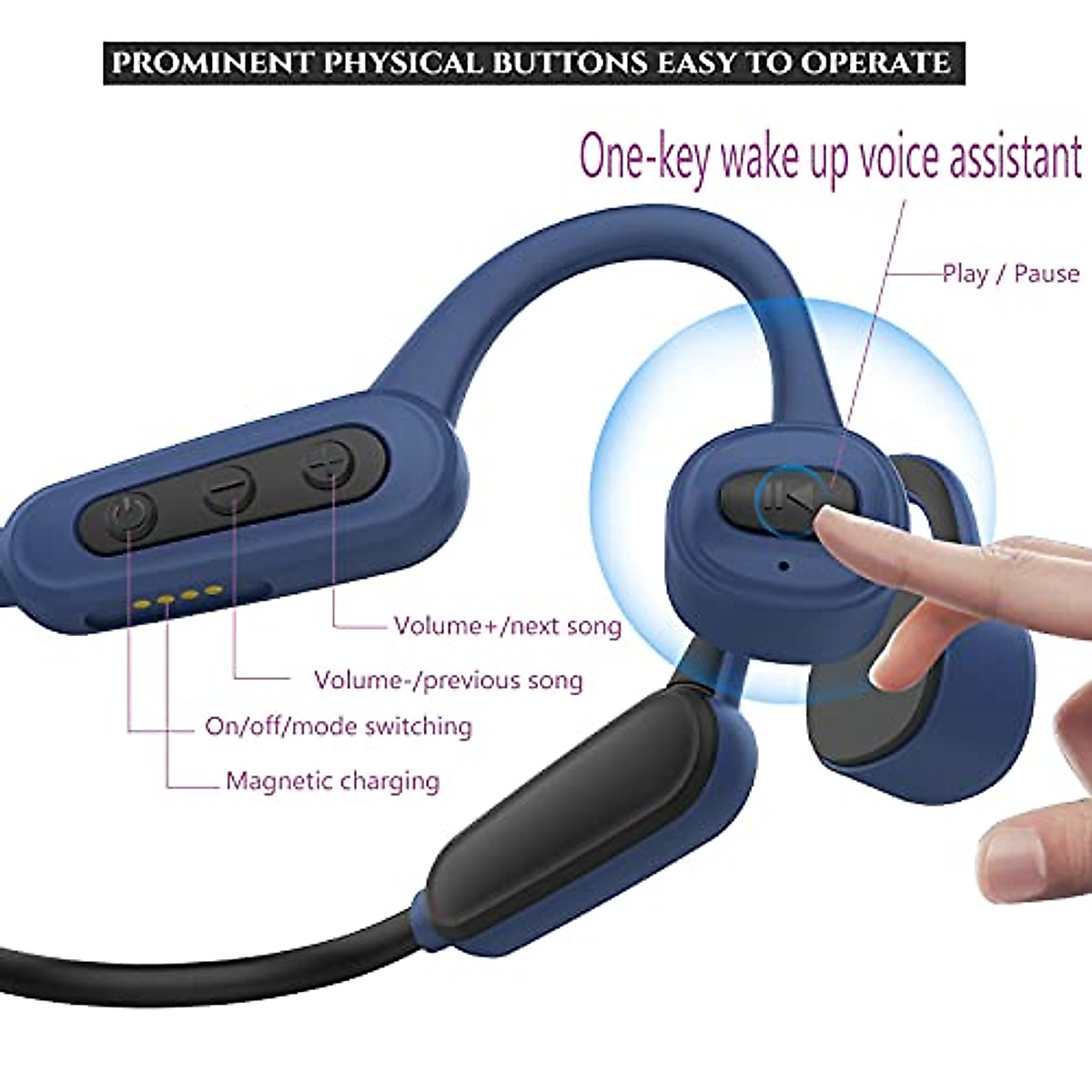 LeBoomon Waterproof Bone Conduction Headphones Wireless Bluetooth 5.0 Built-in 16G Mp3 Player IP68 Waterproof Swimming Headset with Mic for Running Swimming Cycling Gym