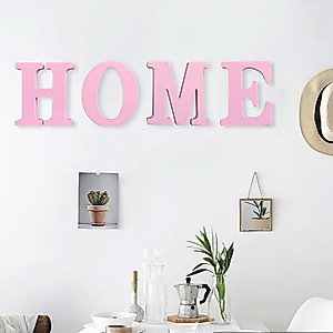 AOCEAN 8 Inch Pink Wood Letters Unfinished Wood Letters for Wall Decor Decorative Standing Letters Slices Sign Board Decoration for Craft Home Party Projects (M)