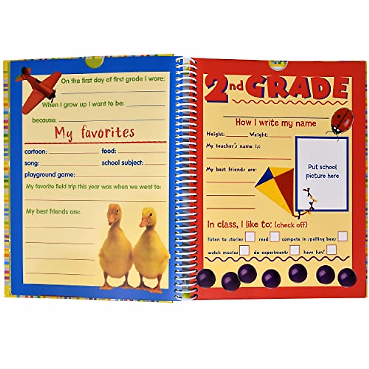 PI Kids School Memory Book Album Keepsake Scrapbook Photo Kids Memories from Preschool Through 12th Grade with Pockets for Storage Portfolio + Bonus 12 Slots to Paste Pictures - of School Pictures