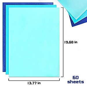 MR FIVE 60 Sheets Gift Tissue Paper Bulk,20" x 14",Blue Tissue Paper for Gift Bags,Gift Wrapping Tissue Paper for Easter Halloween Birthday Wedding Baby Shower Christmas, 3 Colors (Blue)