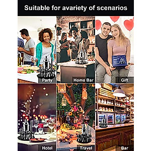 Bokhot Bartender Kit, 14 Piece Cocktail Shaker Set Stainless Steel Bar Tools with Rotating Stand, 25 oz Shaker Tins, Jigger, Spoon, Pourers, Muddler, Strainer, Tongs, Bottle Stoppers, Opener, Recipes