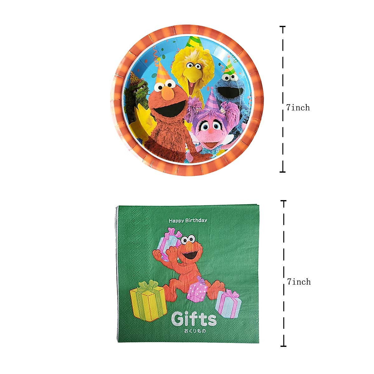 Sesame Stre Themed Party Supplies, 20 Plates, 20 Napkins and 1 Tablecloth.