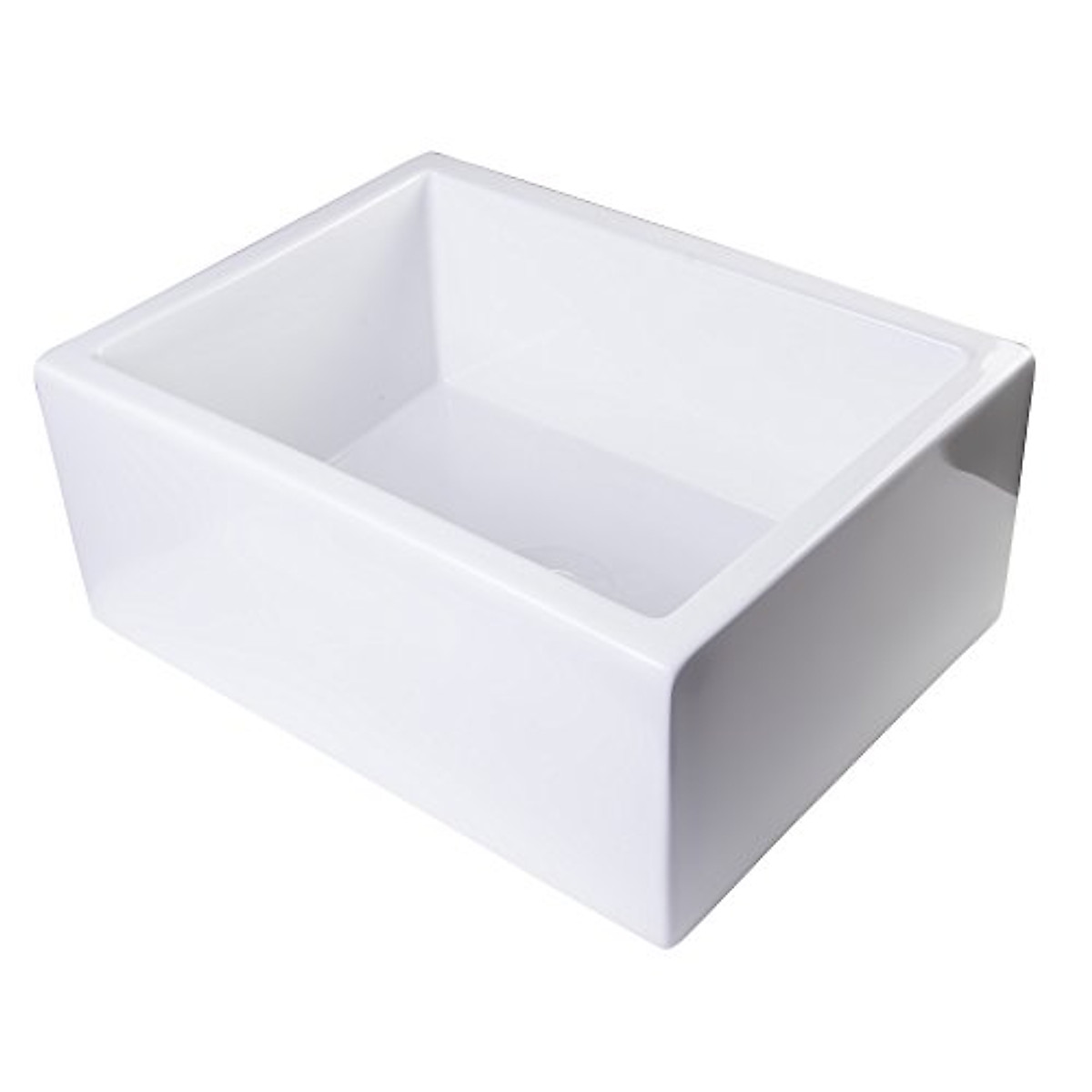 ALFI brand AB2418SB-W Smooth Thick Wall Fireclay Single Bowl Farm Sink, 24", White