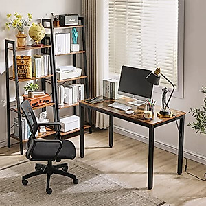 Aibiju Computer Desk 45 Inch Modern Simple Style Laptop PC Desk Study Writing Desk for Home Office Dining Table with Thick Frame & Tabletop, Retro Brown, YD-TMJ016H