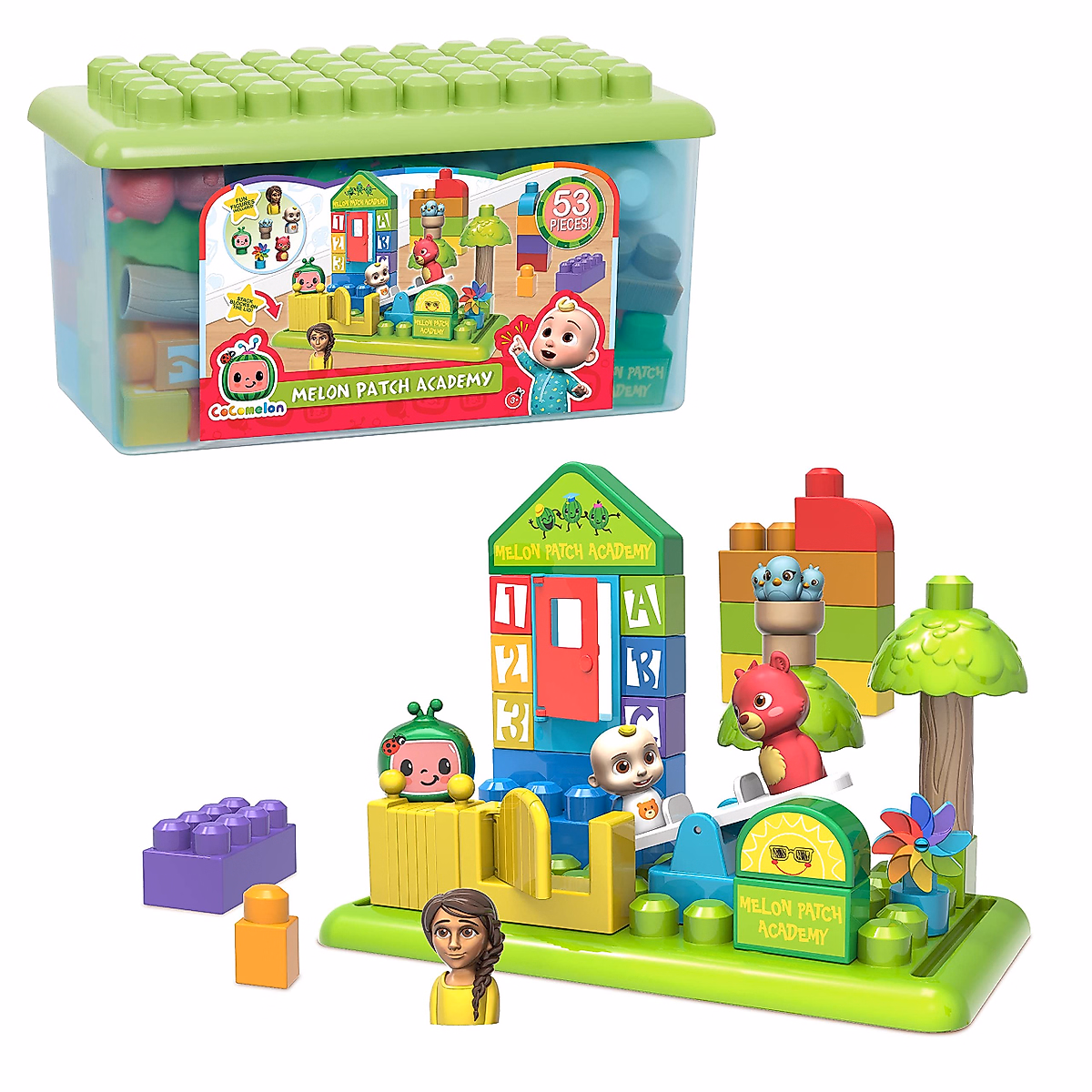 Just Play CoComelon Patch Academy, 53 Large Building Blocks Includes 6 Character Figures, Multi-color (96119)