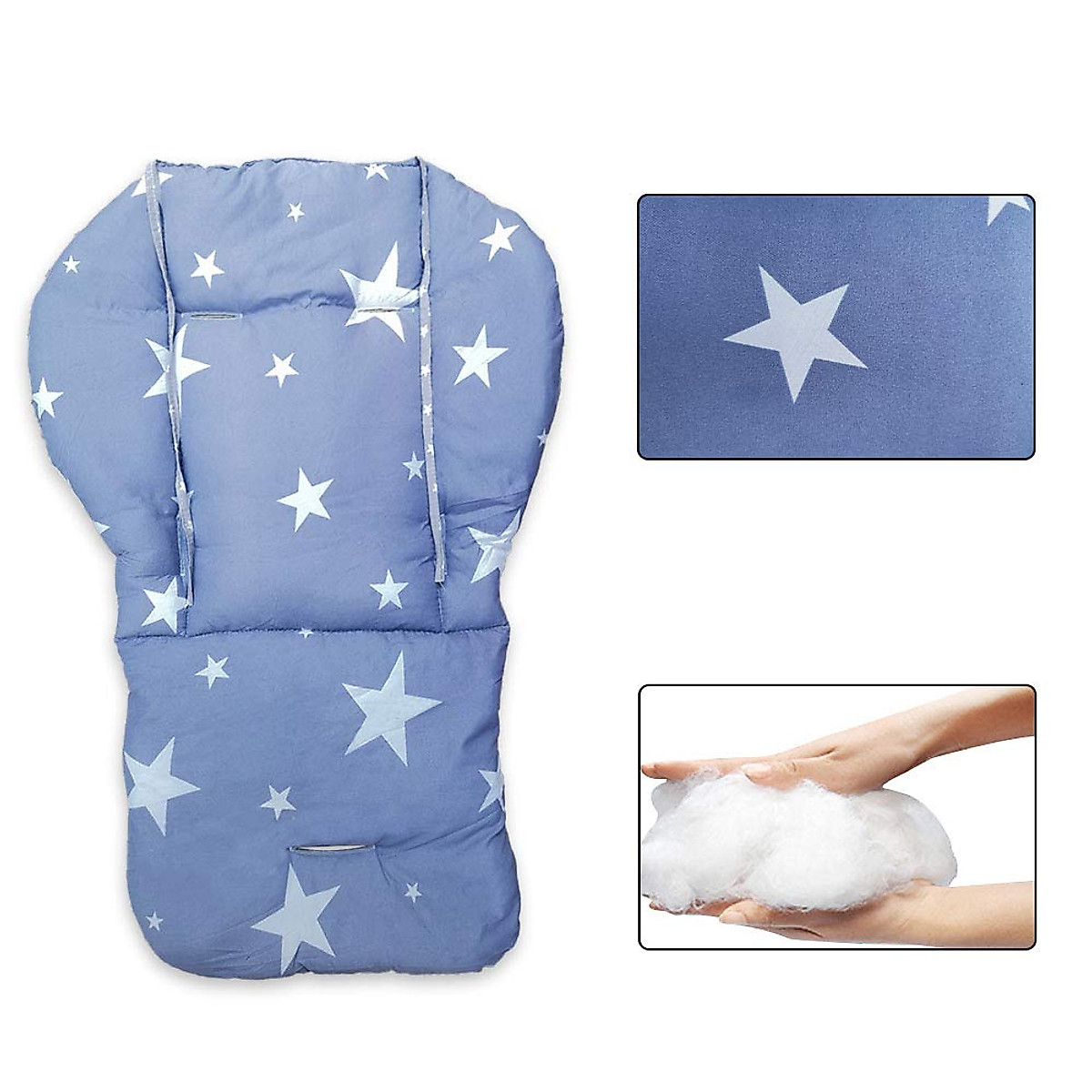 High Chair Pad, Exquisite and Beautiful Baby/highchair/seat Cushion Pad，Comfortable and Soft, Suitable for The High Chair and Stroller in The Picture(Blue Background Stars Pattern)