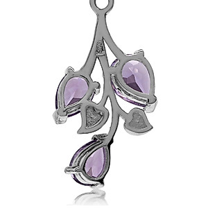 Silvershake 2.28ct. Natural Amethyst 925 Sterling Silver Leaf Pendant