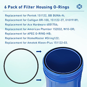 Water Filter O Ring 151122 Whole House Water Filter Gasket Compatible with Pentek Big Blue Water Filter System Cartridge Lid Seal Ring -6 Pack