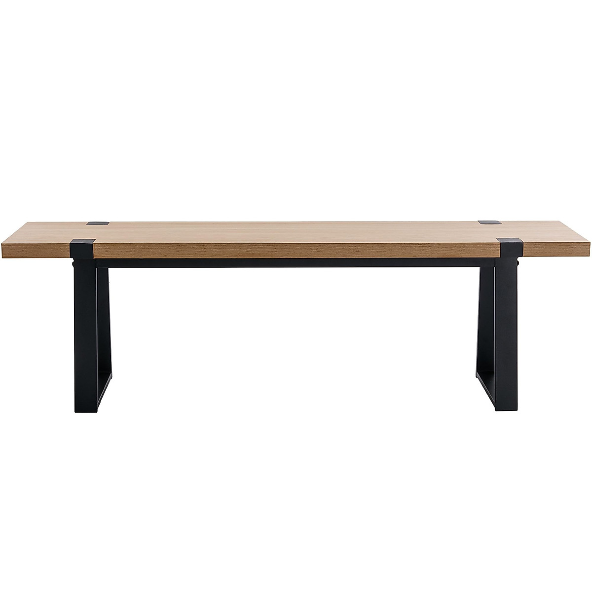 VESCASA 60" Wood Dining Bench with Black Metal Legs for Dining Room, Kitchen, Natural Oak