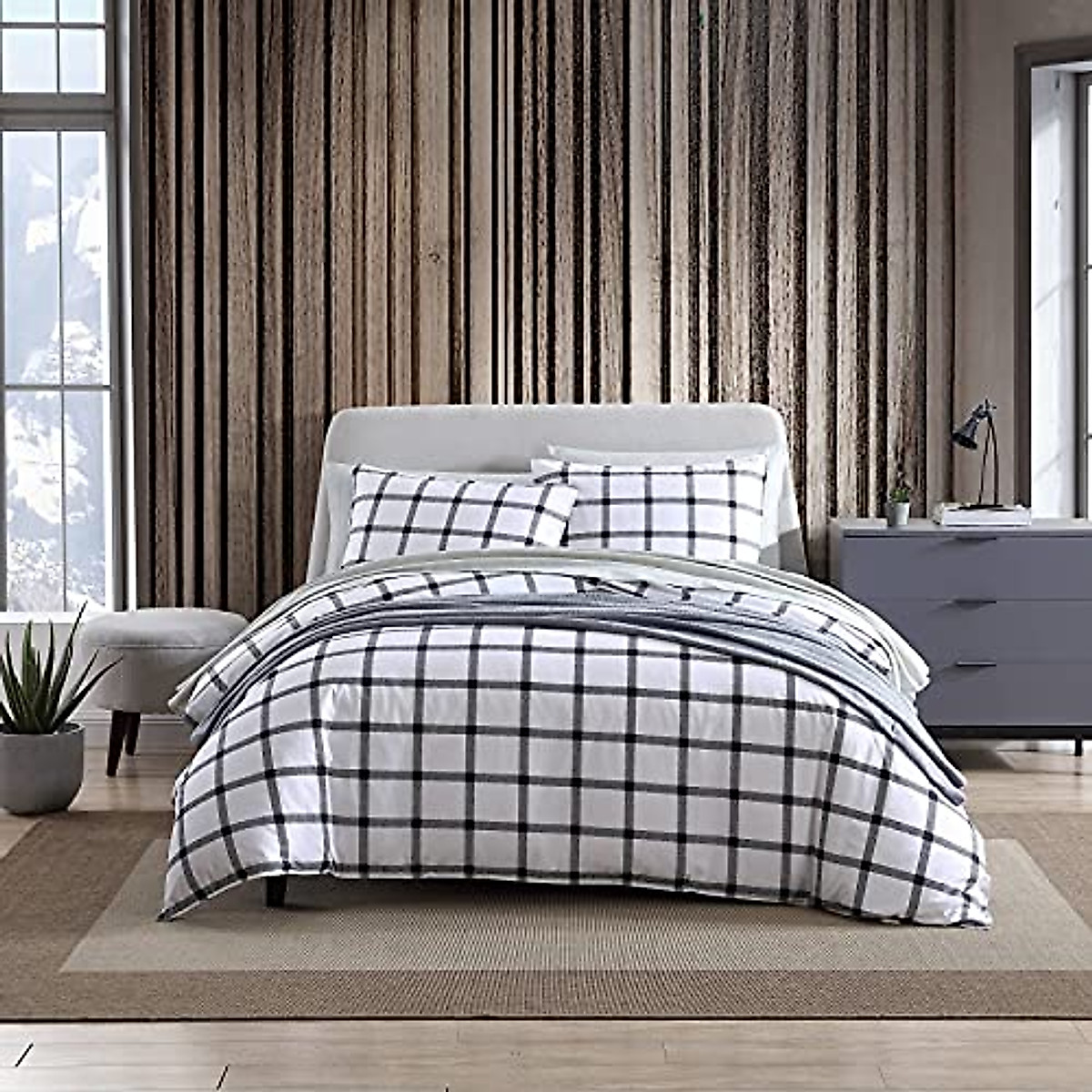 Eddie Bauer Home | Bunkhouse Collection | Comforter Set - 100% Cotton, Medium Weight & All Season Bedding, Includes Matching Shams, Queen, Charcoal