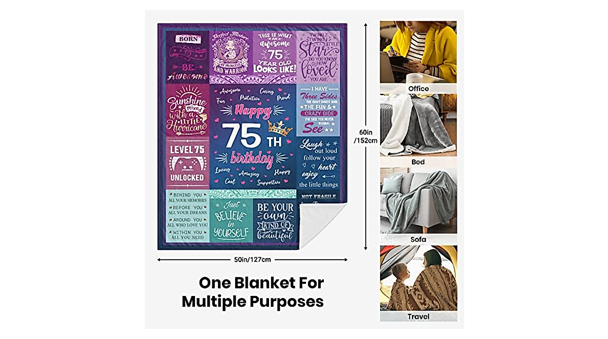 Unique 75th Birthday Blanket Gifts for Women | Solzien
