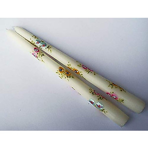 Decorative Hand Painted Pastel Easter Egg and Flowers Taper Candles Spring Decorations for the Home Table Decor