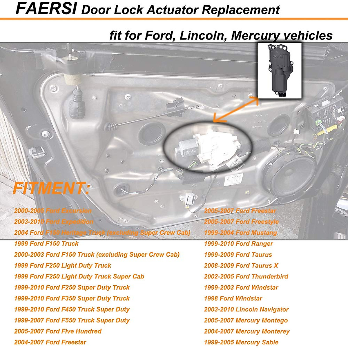 746-149 Power Door Lock Actuator Right Passenger Side Compatible with Ford F150 F250 F350 F450 F550 Expedition Excursion Mustang Ranger Taurus, Lincoln, Mercury, Mazda F81Z25218A42AA, 6L3Z25218A42AA