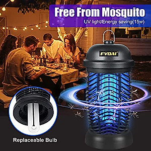 FVOAI Bug Zapper Outdoor, Electronic Mosquito Zapper Fly Zapper for Outdoor and Indoor (Black)