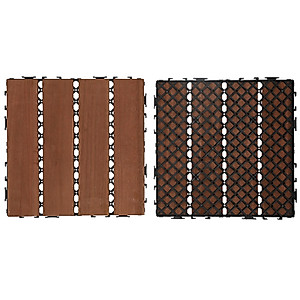 Interlocking Deck Tiles, 11Pcs Wood Flooring Tile Splicable Interlocking Floorboard for Home Outdoor Decking Garden Patio Balcony Decoration