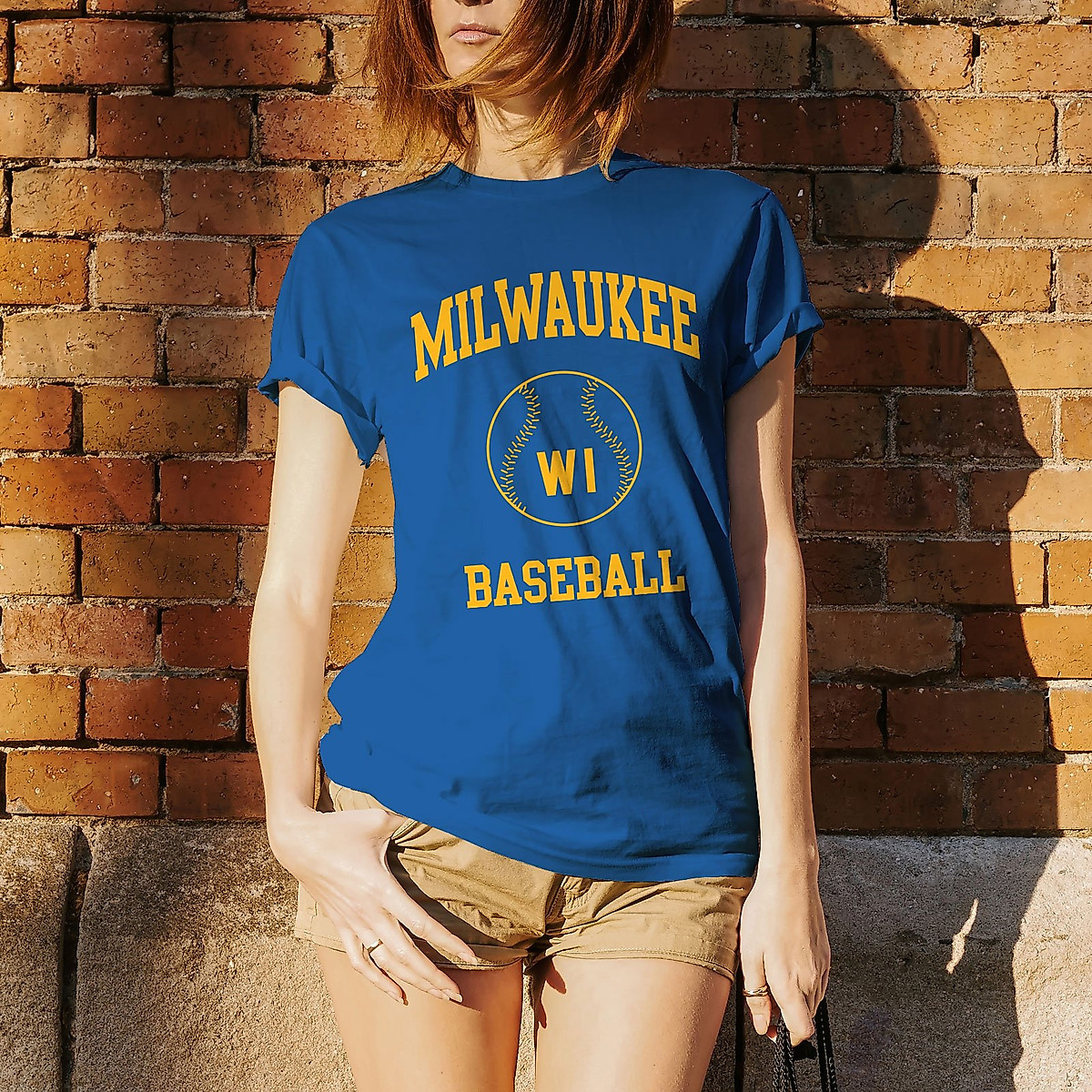 Milwaukee Classic Baseball Arch Basic Cotton T-Shirt - Large - Royal