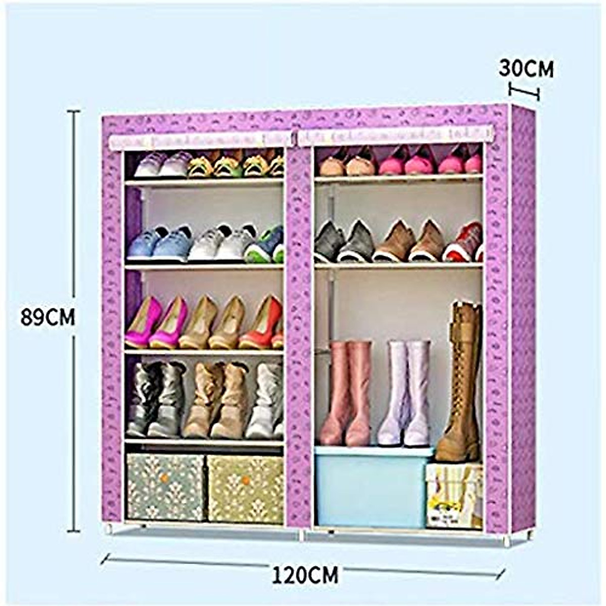 DINGZZ Simple Shoe Cabinet Shoe Rack, Assembled Multi-Layer Iron Storage Dustproof Cloth Shoe Cabinet Simplicity