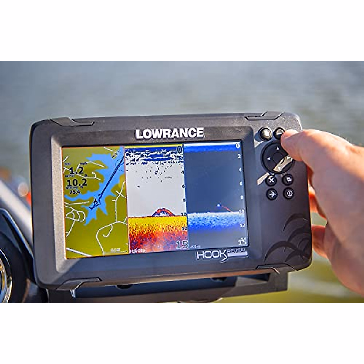 Lowrance HOOK Reveal 5 SplitShot - 5-inch Fish Finder with SplitShot Transducer, Preloaded C-MAP US Inland Mapping (Renewed)