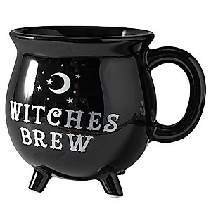 SUMMIT COLLECTION 12 fl oz Witch's Brew Cauldron Mug Ceramic Drinkware Halloween Decor Tabletop Decoration (Black)