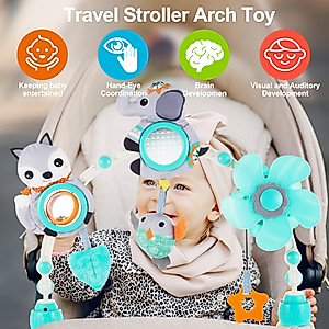Lynncare Adjustable Arch Bassinet Toys for Infant & Toddlers, Stroller Arch, Baby Crib Toys with Fascinating Toys for Stimulating Baby’s Senses and Developing Motor Skills