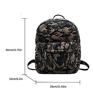 JQWYGB Puffer Backpack - Puffy Backpack Soft Nylon Casual Daypack Lightweight Quilted Backpack for Women Girls (Camouflage)