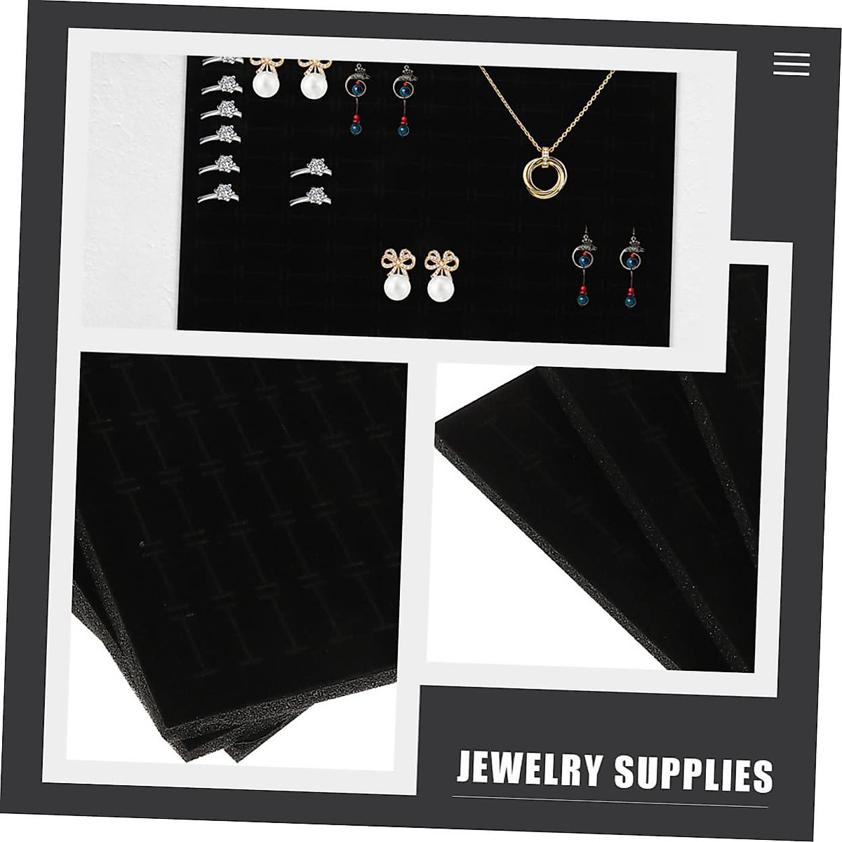 ADOCARN 2pcs Box Jewelry Sponge Pad Ring Display Stand Ornament Display Stand Trinket Tray Jewelry Box Insterts Foams Pad Jewelry Insert Tray Sponge Black Supplies Earrings Ear Stud Holder