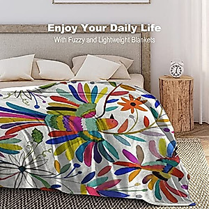 Otomi Bird Flannel Fleece Throw Blankets 50"X40" Lightweight Fluffy Winter Fall Blanket Cozy Soft Fuzzy Plush Home Decor for Couch Bed Sofa Bedroom Living Room Travel