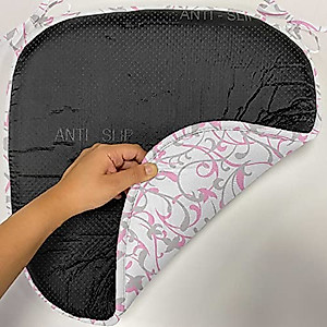 Lunarable Grey Chair Seating Cushion Set of 6, Abstract Ornate Flourish Curly Leaves with Medieval Victorian Influences, Anti-Slip Seat Padding for Kitchen & Patio, 16"x16", Pink Grey Pale Grey