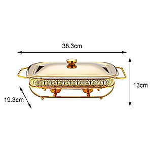 NOGRAX Chafing Dish Buffet Set, Stainless Steel Buffet Servers and Warmers for Party Catering, Complete Chafer Set with Water Pan, Aureate Tray (Color : Aureate)