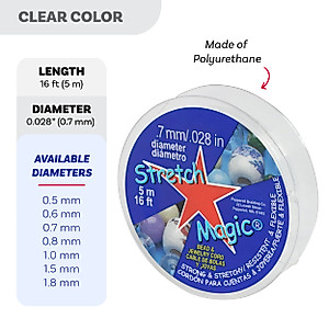 Pepperell SMF-1-5 0.7mm Stretch Magic Bead and Jewelry Cord, 5m, Clear