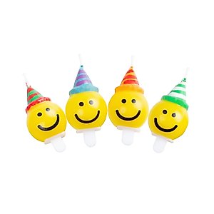 BoKin Smiley Face Birthday Candles, 4Pcs Cute Smile Face Candles One Happy Dude Birthday Cake Candles Toppers for Birthday Party Wedding Anniversary Valentines Day Christmas Festival