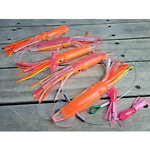 Squidnation Pakula Game Fish 8 Inch Long Tail Flippy Floppy Fishing Daisy Chain Tuna & Marlin by Lobo Lures (Brad J Glow), Medium