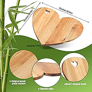 Heart Shaped Cutting Board, 12 x 10 x 0.6 Inch Acacia Wood Bread Board Cheese Serving Platter Serving Charcuterie Board for Meat Cheese and Vegetables Valentine's Day Xmas Gifts (Heart Hole Style)