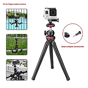 MagicLine Octopus Flexible Photo Tripod with 360 Degree Ball Head,Phone Holder (Built-in Cold Shoe), Gopro Adaptor and Wireless Remote, Tabletop and Mini Tripod for Camera/Phone/Webcam
