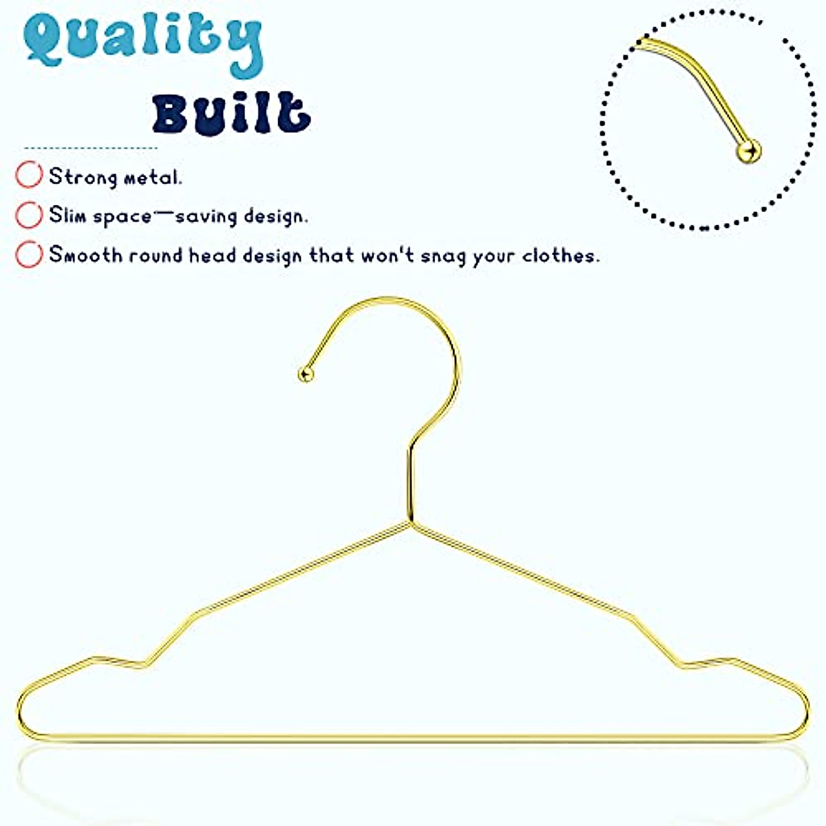 Wire Hangers Children's Hangers Strong Metal Children Clothes Hangers for Closet Space Saving Hanger for Hanging Coats Pants Clothes, 12 x 6.5 Inch（Gold, 36 Pcs）