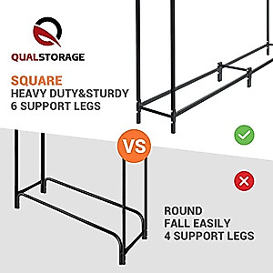 QualStorage 8Ft Firewood Rack Outdoor with Cover Heavy Duty Steel Tubular Wood Log Holder Wood Storage Stacker with Cover Combo Set(Square Base)