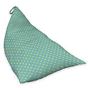 Lunarable Modern Lounger Chair Bag, Retro Style Polka Dots Boys and Girls Playroom Design Nostalgic, High Capacity Storage with Handle Container, Lounger Size, Pale Blue and Yellow