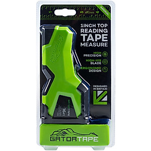 GATORTAPE Precision Top Reading Tape Measure 16ft x 1inch (Scale in Inches) | Easy & Accurate Internal Measurements