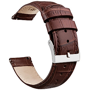 Ritche Genuine 22mm Alligator Grain Watch Band Classic Vintage Quick Release Watch Straps Dark Brown crocodile Leather Watch Bands for Men Women, Valentine's day gifts for him or her
