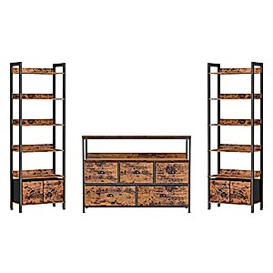 Furologee Entertainment Center with Bookshelves, TV Stand with Bookshelves,TV Entertainment Center with Bookshelves, Media Center with Bookshelves, Large Entertainment Center with Bookshelves